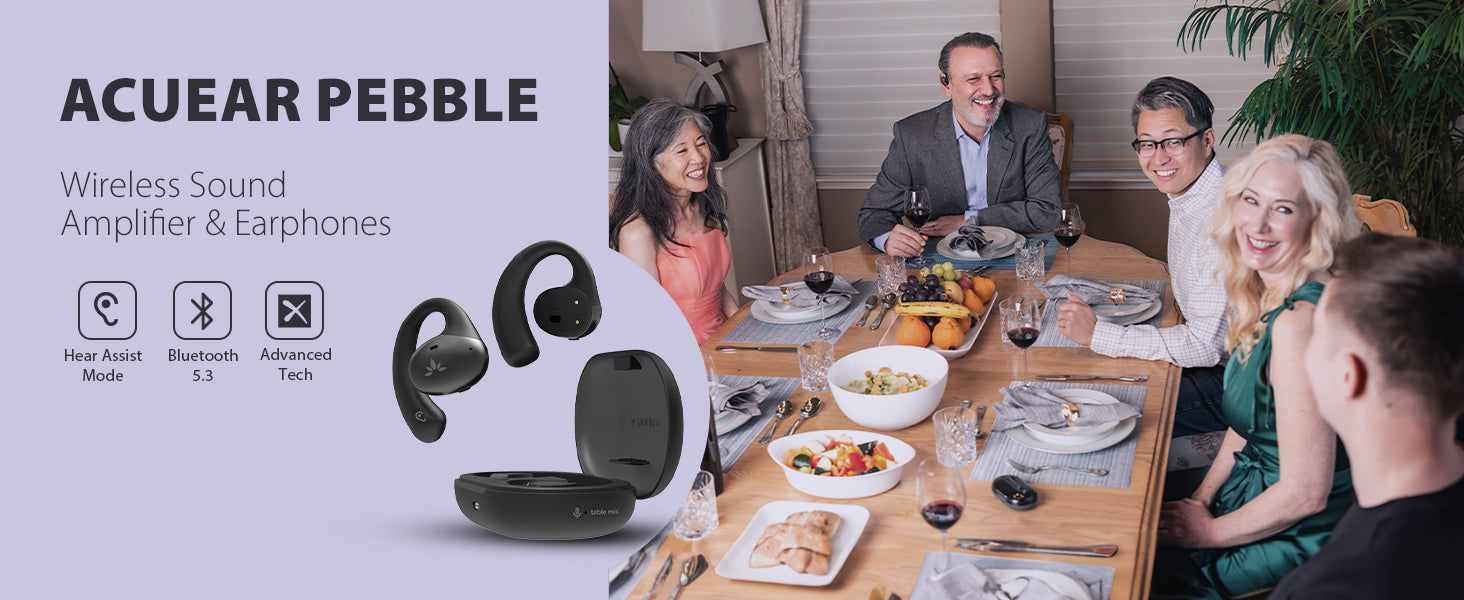 Hearing Amplifier with Microphone for Seniors | Avantree AcuEar Pebble